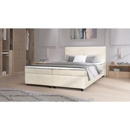 K&uuml;chen-Preisbombe Boxspringbett Paxos Cordstoff Beige 180x200 Hotelbett Bonellfederkern Bett