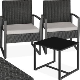 TecTake&reg; Rattan Sitzgruppe, f&uuml;r 2 Personen, UV-best&auml;ndig, h&ouml;henverstellbare Kunststofff&uuml;&szlig;e
