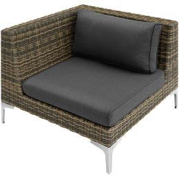 TecTake&reg; Modulares Aluminium Rattanset, rechtes Eckelement, hochwertiges Geflecht, 89 x 89 x 72 cm