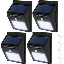 TecTake® 4er-Set Solarlampe mit Bewegungsmelder, Erfassungswinkel 120°, einfache Montage, 9,7 x 5,1 x 12,4 cm