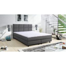 K&uuml;chen-Preisbombe Boxspringbett Boxbett Glenn 2 Tablet Hotelbett 140x200 Bett Topper Grau