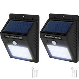 TecTake® 2er-Set Solarlampe mit Bewegungsmelder, Erfassungswinkel 120°, einfache Montage, 9,7 x 5,1 x 12,4 cm