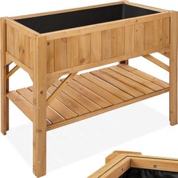 TecTake&reg; Hochbeet, aus Holz, mit Ablage, F&uuml;llmenge 130 l, 119 x 57 x 90 cm