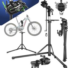 TecTake&reg; Fahrradmontagest&auml;nder, Belastbarkeit 50 kg, klappbar mit Schnellverschl&uuml;ssen, lackschonend, inklusive Vorderrad-Stabilisator und magnetischer Werkzeugablage