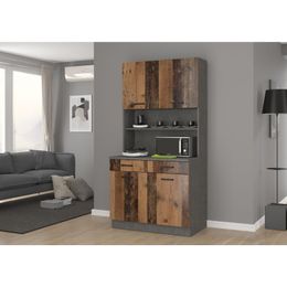 K&uuml;chen-Preisbombe Buffet K&uuml;che Mario 100 K&uuml;chenzeile K&uuml;chenblock Einbauk&uuml;che Old Wood Style Matera