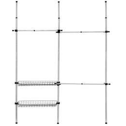 TecTake® Teleskop-Garderobensystem, variabel verstellbar, standfest, 150 - 210 x 38 x 160 - 320 cm