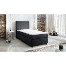 K&uuml;chen-Preisbombe Boxspringbett Hotelbett 90x200 Bonellfederkern Bett Topper Paxos Cordstoff Grau