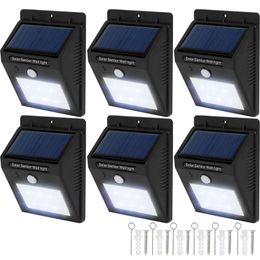 TecTake® 6er-Set Solarlampe mit Bewegungsmelder, Erfassungswinkel 120°, einfache Montage, 9,7 x 5,1 x 12,4 cm