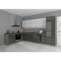 K&uuml;chen-Preisbombe K&uuml;che Bianca Ecke IV 210x330 K&uuml;chenzeile Hochglanz Grau Weiss K&uuml;chenblock Grey