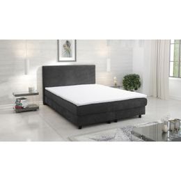 K&uuml;chen-Preisbombe Boxspringbett Boxbett Glenn 2 Hotelbett 140x200 Bett Topper Cordstoff Graphite