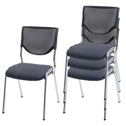 MCW 4er-Set Besucherstuhl H401, Konferenzstuhl stapelbar, Stoff/Textil ~ Sitz dunkelgrau, F&uuml;&szlig;e chrom
