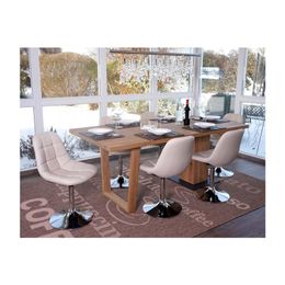 6er-Set Esszimmerstuhl MCW-A60, Stuhl Drehstuhl, Chrom ~ Kunstleder creme