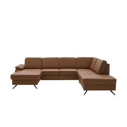 meinSofa Wohnlandschaft mit Sitz- und Rückenbezug aus Leder Kathi ¦ braun ¦ Maße (cm): B: 309 H: 86 T: 235