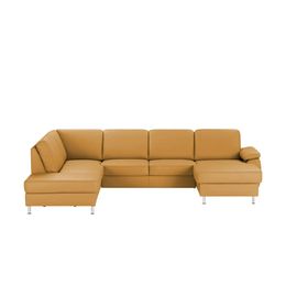 meinSofa Wohnlandschaft mit Sitz- und Rückenbezug aus Leder Kathi ¦ orange ¦ Maße (cm): B: 309 H: 86 T: 235