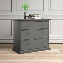 Kommode Home Affaire "Paris, Aufbewahrung, Schubladenschrank, Stauraum" Sideboards Gr. B/H/T: 96,2 cm x 87 cm x 49 cm, 4, grau (matt grau) mit 4 Schubladen, Breite 96 cm, Höhe 87 cm