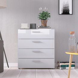 Kommode Home Affaire "Pepe, Aufbewahrung, Schubladenschrank, Stauraum" Sideboards Gr. B/H/T: 80,2 cm x 68,1 cm x 40,3 cm, 4, weiß (eiche struktur, hochglanz) Schubladenkommode mit 4 Schubläden, Breite 80 cm, Höhe 68 cm