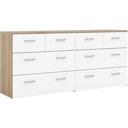 Kommode Home Affaire "Space Aufbewahrung, Schubladenschrank, Stauraum" Sideboards Gr. B/H/T: 147,1 cm x 66,7 cm x 35,95 cm, 8, braun (eiche) 8 Schubladen, viel Stauruam, Breite 147 cm, Höhe 66,7 cm