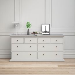 Kommode Home Affaire "Paris, Aufbewahrung, Schubladenschrank, Stauraum" Sideboards Gr. B/H/T: 183 cm x 87 cm x 49 cm, 8, weiß mit 8 Schubladen, Breite 184 cm, Höhe 87 cm