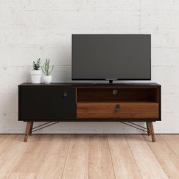 TV-Board Home Affaire "TV-Möbel, Fernsehtisch, TV-Unit, Media-Möbel, Sideboard" Sideboards Gr. B/H/T: 150,3 cm x 59,6 cm x 40,1 cm, 1, braun (schwarz matt, walnuss) mit 1 Tür, offenen Fach und Schublade, Höhe 60 cm