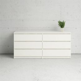 Kommode Home Affaire "Naia, Aufbewahrung, Schubladenschrank, Sideboard" Sideboards Gr. B/H/T: 153,8 cm x 70,1 cm x 50 cm, 6, weiß mit 6 Schubladen, Breite 153 cm, Höhe 70 cm