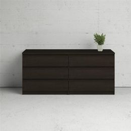 Kommode Home Affaire "Naia, Aufbewahrung, Schubladenschrank, Sideboard" Sideboards Gr. B/H/T: 153,8 cm x 70,1 cm x 50 cm, 6, braun (braun holzstruktur) mit 6 Schubladen, Breite 153 cm, Höhe 70 cm