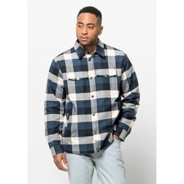 Karohemd Jack Wolfskin "FELSENWEG INS SHIRT M" Gr. L (52), Normalgrößen, blau (thunder, blue, checks) Herren Hemden