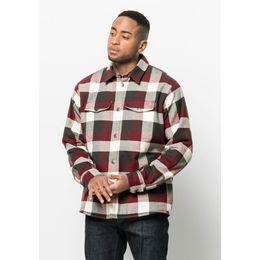 Karohemd Jack Wolfskin "FELSENWEG INS SHIRT M" Gr. L (52), Normalgrößen, rot (cordovan, red, checks) Herren Hemden