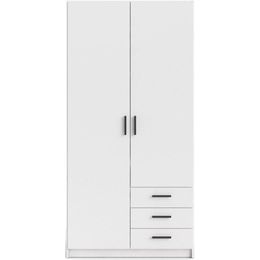 Kleiderschrank Home Affaire "Sprint Drehtürenschrank, Aufbewahrung Kasten Schrank Stauraum" Schränke Gr. B/H/T: 98,5 cm x 200,4 cm x 49,8 cm, weiß mit 2 Türen und 3 Schubladen, Einlegeböden, Kleiderstange