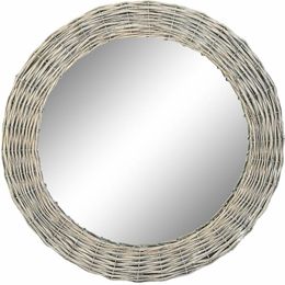 Dkd Home Decor - Crystal Wicker Mirror 63x5x63 grau geflochtenes Glas Weiden graues Material Mehrfarbige Farbfamilienspiegel Details