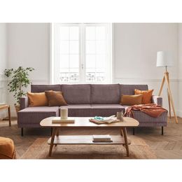 Lisa Design - Charlie – wohnlandschaft u-form – 7-sitzer – mit schlaffunktion und bettkasten – aus cord - rosa