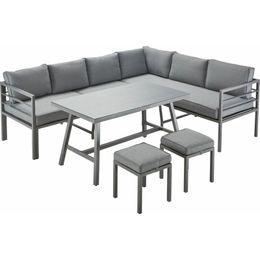 Dining Lounge Set Columbia Sitzgruppe Garten Möbel Ecksofa Grau 5tlg - TrendLine