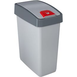 Premium Abfallbehälter mit Flip-Deckel, Soft Touch, 25 l, Magne, Silber - keeeper