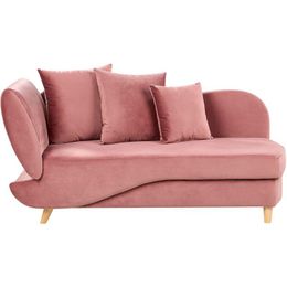 Beliani Chaiselongue Linksseitig Rosa Samtstoff mit Bettkasten Dekokissen Modern Récamiere Liegesofa Sitzmöbel Wohnzimmer Jugendzimmer