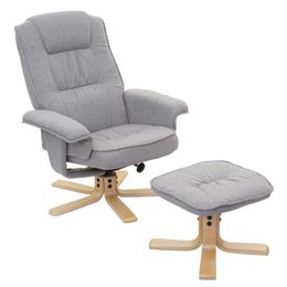 MCW Relaxsessel H56, Fernsehsessel TV-Sessel mit Hocker, Stoff/Textil, MVG-zertifiziert ~ hellgrau