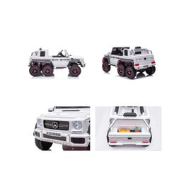 ES-Toys Kinder Elektroauto Mercedes G63 AMG 6x6, EVA-Reifen, MP3, Fernbedienung weiß