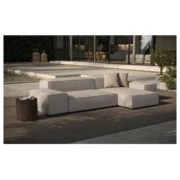 Ecksofa DESIGNWERK "Puzzle, Designsofa für Indoor und Outdoor, bequem, modular" Sofas Gr. B/H/T: 315cm x 64cm x 180cm, Flachgewebe, Outdoor-geeignet, wasserabweisend, grau (smoke) wasserabweisend und strapazierfähig