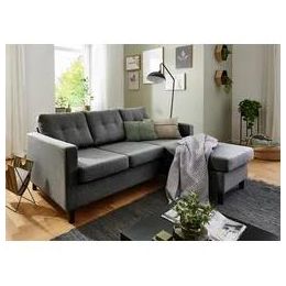 Ecksofa ATLANTIC HOME COLLECTION "Tea L-Form" Sofas Gr. B/H/T: 189cm x 81cm x 150cm, Strukturstoff, grau (dunkelgrau) Ecksofa, frei im Raum stellbar und Recamiere beidseitig montierbar