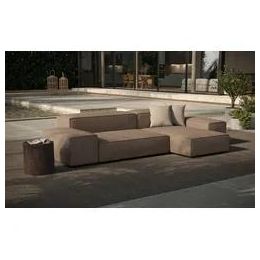 Ecksofa DESIGNWERK "Puzzle, Designsofa für Indoor und Outdoor, bequem, modular" Sofas Gr. B/H/T: 315cm x 64cm x 180cm, Flachgewebe, Outdoor-geeignet, wasserabweisend, grau (elephant) wasserabweisend und strapazierfähig