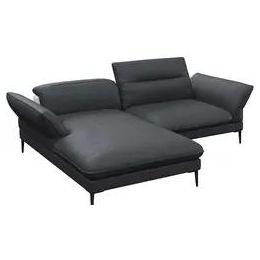 Ecksofa FLEXLUX "Salino, Funktionssofa mit Recamiere, Relaxsofa, Ecksofa" Sofas Gr. B/H/T: 245cm x 88cm x 182cm, Echtleder, Recamiere links, schwarz (deep black) Sofa mit Arm- und Kopfteil-Verstellungen, Kaltschaum & Stahl-Wellen Bestseller