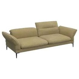 3-Sitzer FLEXLUX "Salino, Funktionssofa, Relaxsofa" Sofas Gr. B/H/T: 248cm x 88cm x 105cm, Boucle, gelb (mustard gelb) Sofa mit Arm- und Kopfteil-Verstellungen, Kaltschaum & Stahl-Wellen