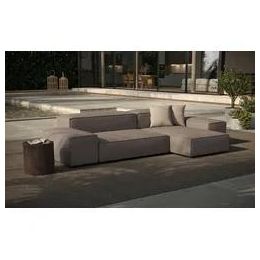 Ecksofa DESIGNWERK "Puzzle, Designsofa für Indoor und Outdoor, bequem, modular" Sofas Gr. B/H/T: 315cm x 64cm x 180cm, Flachgewebe, Outdoor-geeignet, wasserabweisend, grau (steel) wasserabweisend und strapazierfähig