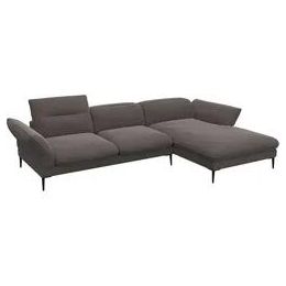 Ecksofa FLEXLUX "Salino, Funktionssofa mit Recamiere, Relaxsofa, Ecksofa" Sofas Gr. B/H/T: 307cm x 88cm x 182cm, Struktur, Chaiselongue rechts, braun (taupe brown) Sofa mit Arm- und Kopfteil-Verstellungen, Kaltschaum & Stahl-Wellen