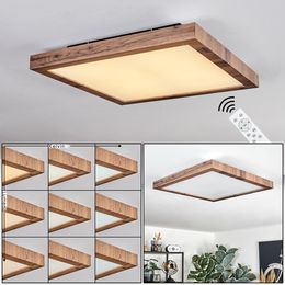 hofstein Salmi Deckenpanel LED Holzoptik, Schwarz, 1-flammig, Fernbedienung