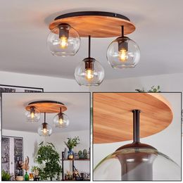 hofstein Koyoto Deckenleuchte Glas 15 cm Naturfarben, Schwarz, 3-flammig