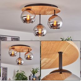 hofstein Koyoto Deckenleuchte Glas 15 cm Naturfarben, Schwarz, 3-flammig