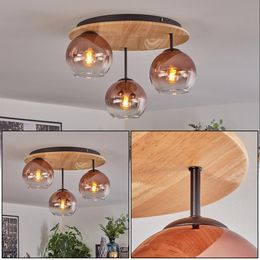 hofstein Koyoto Deckenleuchte Glas 15 cm Naturfarben, Schwarz, 3-flammig