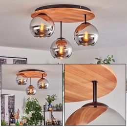 hofstein Koyoto Deckenleuchte Glas 15 cm Naturfarben, Schwarz, 3-flammig