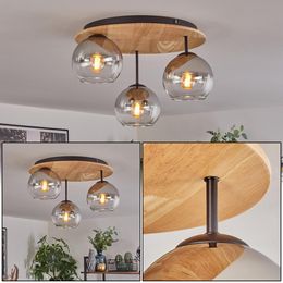 hofstein Koyoto Deckenleuchte Glas 15 cm Naturfarben, Schwarz, 3-flammig