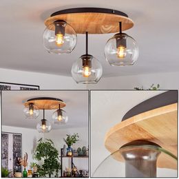 hofstein Koyoto Deckenleuchte Glas 15 cm Naturfarben, Schwarz, 3-flammig