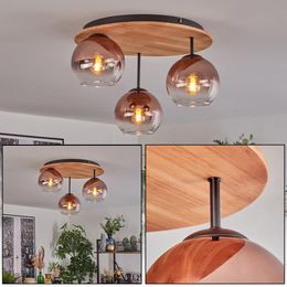 hofstein Koyoto Deckenleuchte Glas 15 cm Naturfarben, Schwarz, 3-flammig